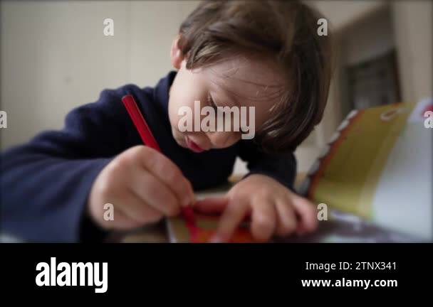 Focused Child Studying at Home, Concentrated Little Boy Doing Creative ...