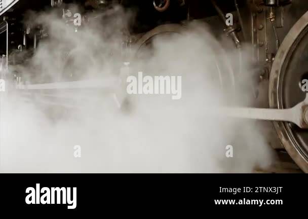 Historical Steam Engine Train locomotive Driving on railroad tracks ...