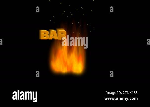 Barbecue party. Flames burning on a dark night background, sparks fly ...