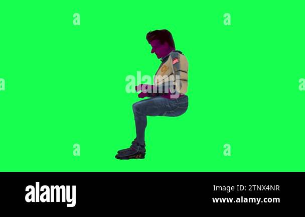 3d animated purple space man gambling and throwing dice from right ...