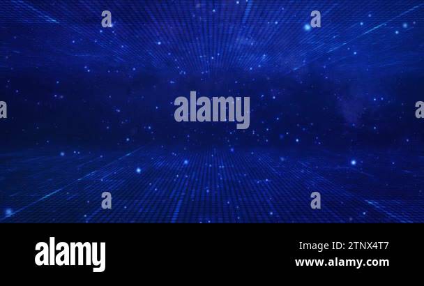 4K Digital cyberspace with particles and Digital data network ...