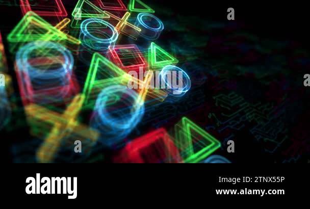 Joystick gaming console video play and cyber esports hologram symbol ...