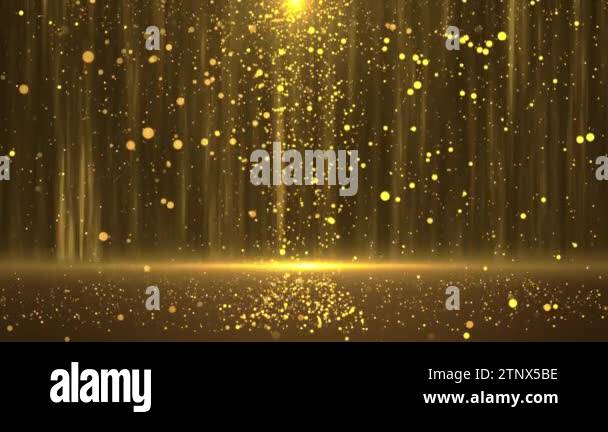 4k Golden glitter Dust glow luxury gold light particles bokeh award stage Background Animation ...