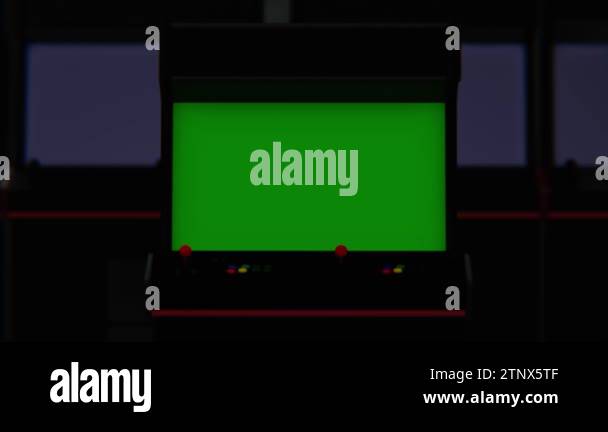 representation of an Old CRT arcade with a green screen.Old retro TV ...