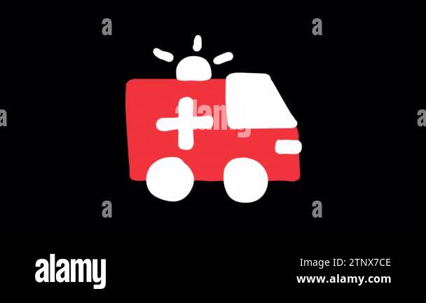 Animated icon ambulance car. Frame by frame animation. Alpha channel ...