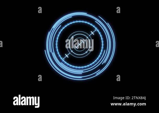 HUD circle interfaces, Hi-tech futuristic display, blue hologram, spinning and shaking scope ...