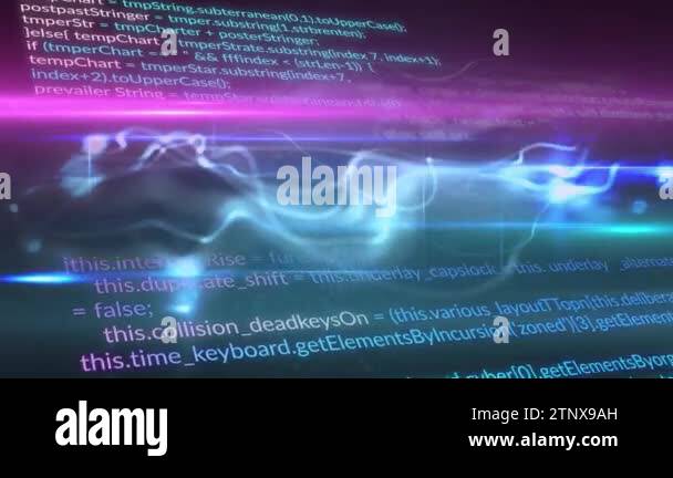 Animation of dynamic wave pattern and lens flares over computer ...