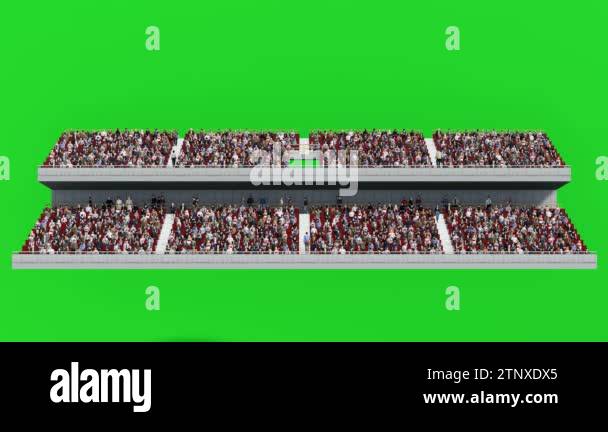 Green Screen 3D Crowd on Two Floor Stadium,Front View Isolated Graphic ...