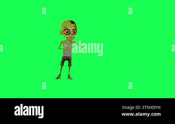 Green screen 3D animated zombie hip-hop dance front angle cartoon ...