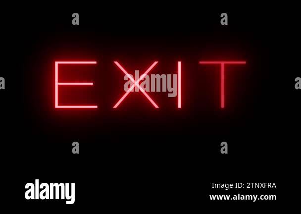 Red flickering and blinking animated neon sign for EXIT Stock Video ...