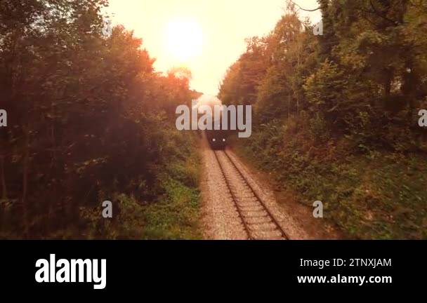 Historical Steam Engine Train locomotive Driving on railroad tracks ...