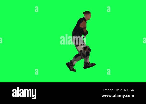 Injured 3d animation military soldier man running from left angle on ...