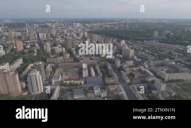 Kiev street Vladimirskaya Aerial. City landscape from the height of a ...
