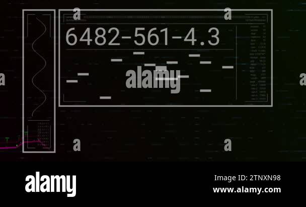 Animation of lines, changing numbers, loading bars and multiple graphs over black background ...