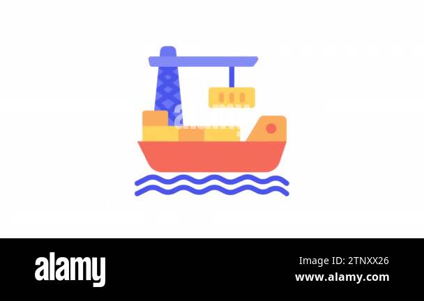 Cargo Ship, Global Logistic animated icon on transparent background ...