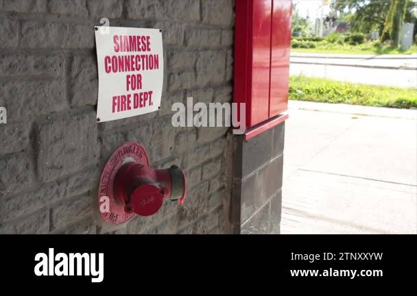 siamese connection for fire dept department writing caption text square ...
