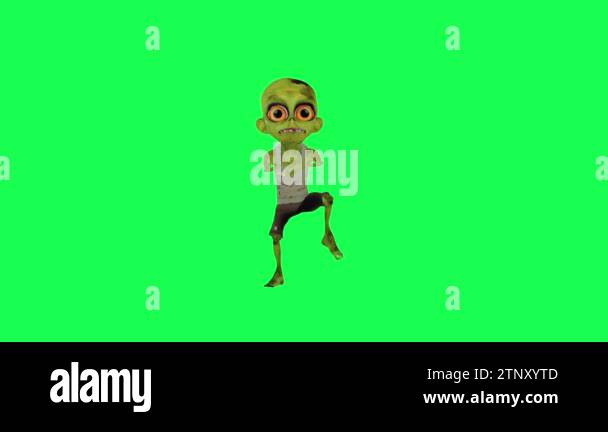 Ugly animated zombie green screen gangnam style front angle cartoon ...