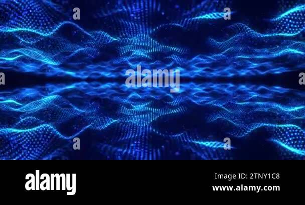 Digital dynamic particle wave, data flow, cyber technology background, motion waving dots ...