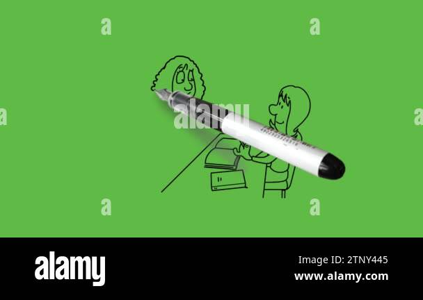 draw side view of young girl sit on chair write on diary, huge laughing ...