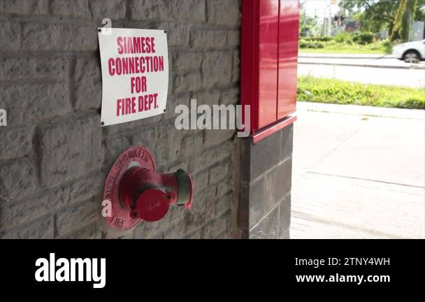 siamese connection for fire dept department writing caption text square ...
