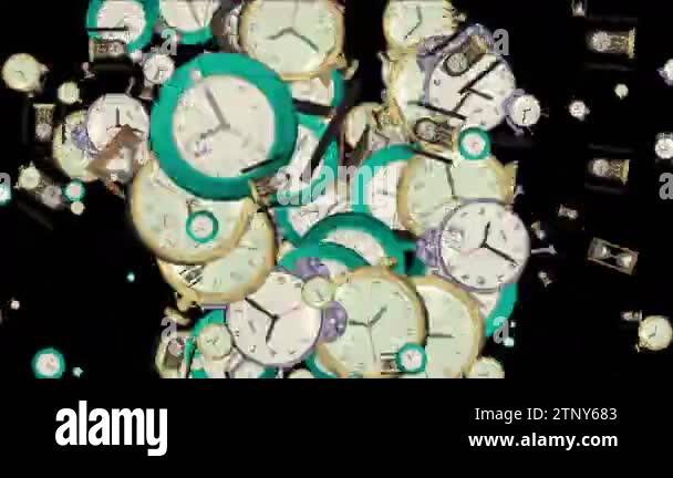 4k Clock watch array background,time space particle science fiction ...