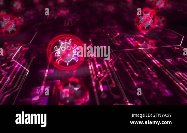 Antivirus cyber security virus detect system alert symbol abstract ...