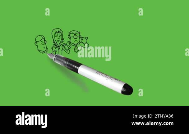 draw group of seven people men and women stand in different posture ...