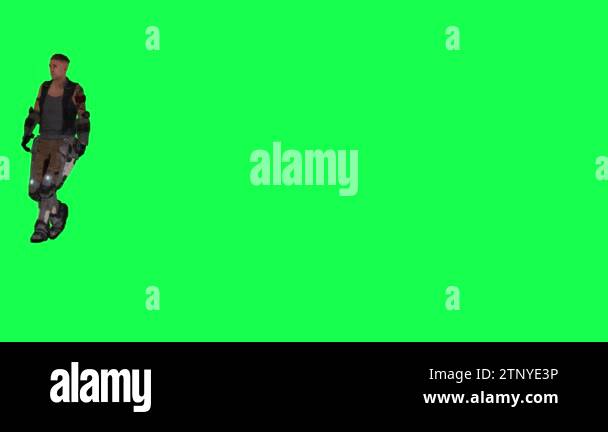 Animated 3D warrior man walking and subverting area on green screen 3D ...