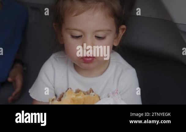 Cute children sitting in car trunk eating snack. Happy family, summer ...
