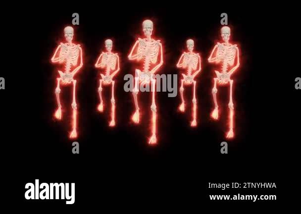 Dancing Fire Skeletons 3D. 3D Skeletons Fanny Dance Animation. Skeleton ...
