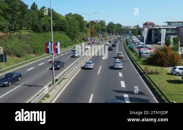 Belgrade Serbia 9.9.23 View from pedestrian bridge between Gucevska ...