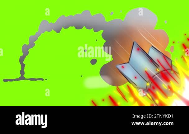 Video transition with an exploding rocket on a green screen. Stock ...
