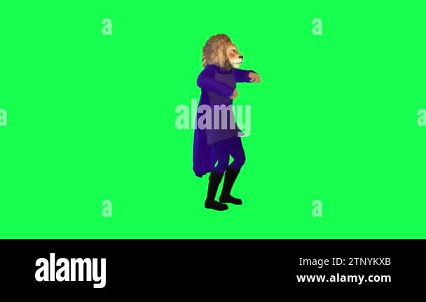 Beautiful 3D lion in purple dress dancing and clapping from left angle ...