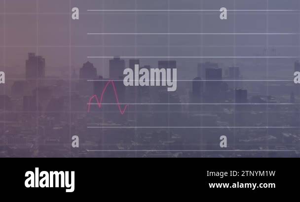 Animation of multiple graphs with changing numbers over aerial view of ...