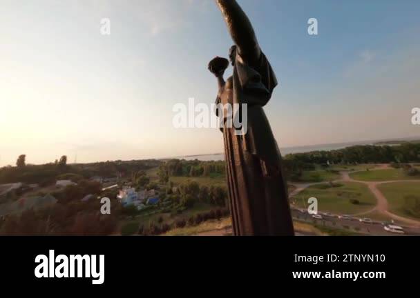 FPV, Ukraine, Circling And Descending View Of Monument To The Homeland ...
