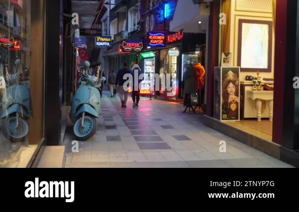 Trabzon, Turkey - May 4, 2023: Trabzon evening tourist street, where ...
