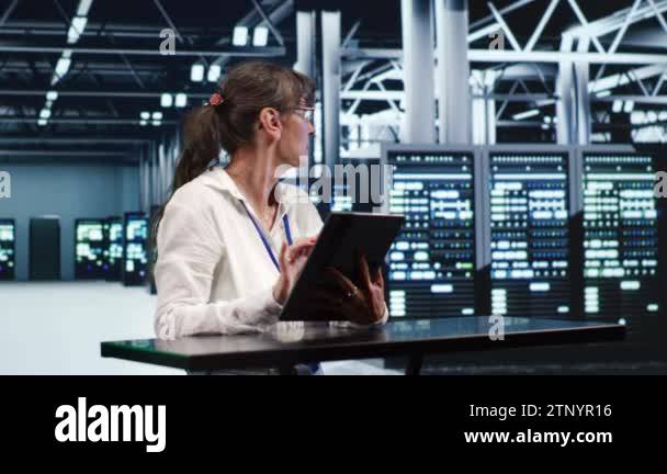 Skillful IT consultant working in high tech headquarters housing GPU ...