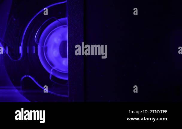 VCR VHS mechanism inside, video cassette player playing, magnetic head ...