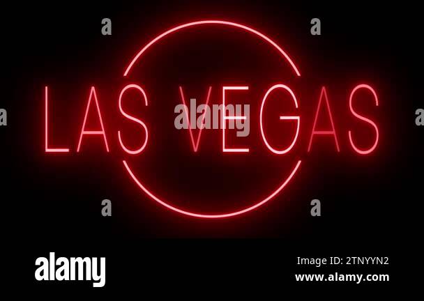 Red flickering and blinking animated neon sign for Las Vegas Stock ...
