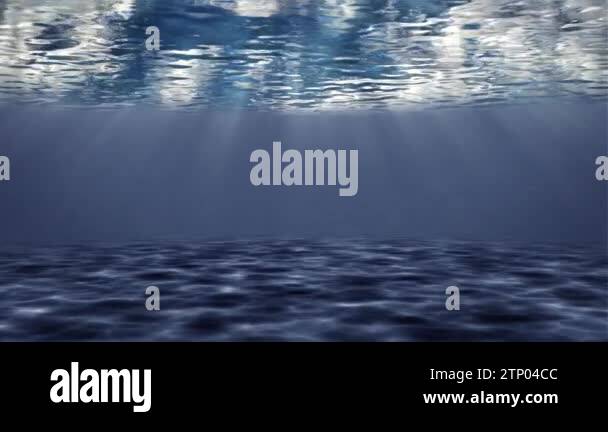 Tranquil underwater scene background animation with sea bottom and sun ...