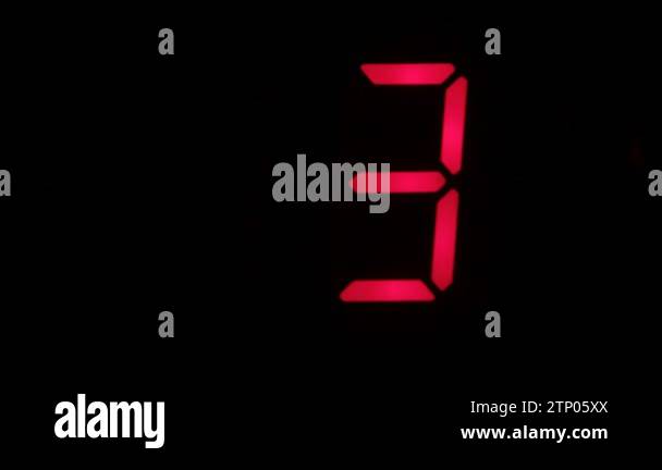 Digital Clock Countdown From Zero To Sixteen Digital Timer In Red