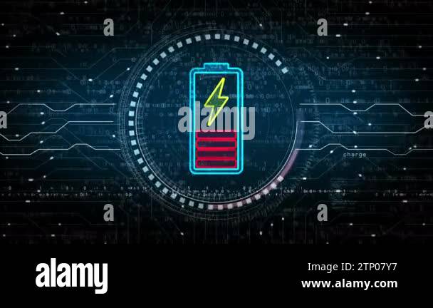 Battery charging energy and recharge power symbol abstract digital ...