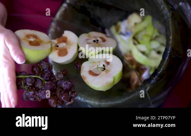 rotten spoiled fruits beautiful on top rotten inside grapes and apples ...