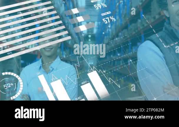 Animation of data processing over team of diverse male and female ...