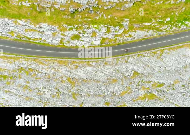 Spectacular aerial top-down landscape in the Burren region of County ...