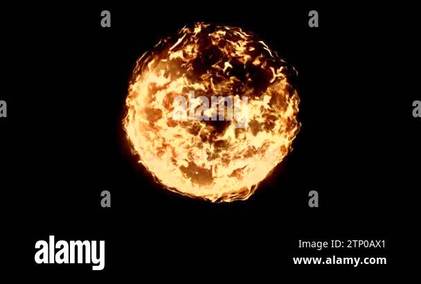 real, ball of flame fire in black background, dangerous flame concept ...