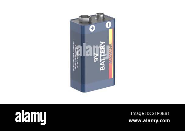 Nine volt alkaline battery on white background Stock Video Footage - Alamy