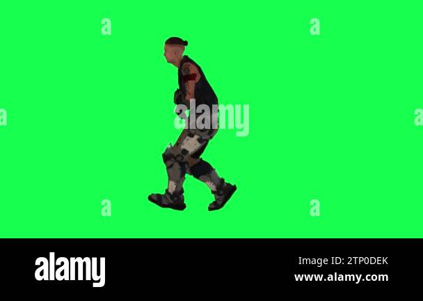 Injured 3d animation military soldier man running from right angle on ...