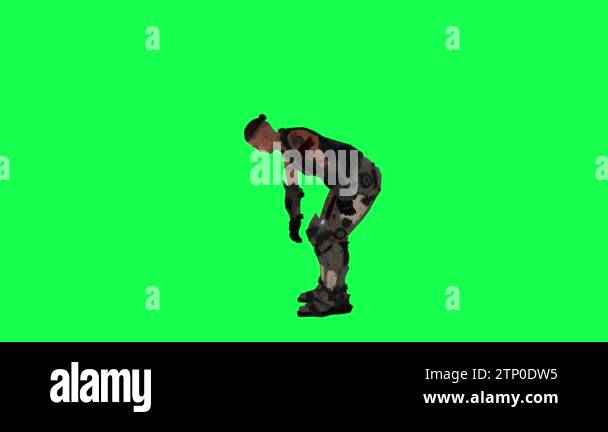 Athletic man in black suit and brown pants lifting weights from right ...