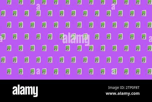 Animation of rows of computer pattern moving on purple background ...